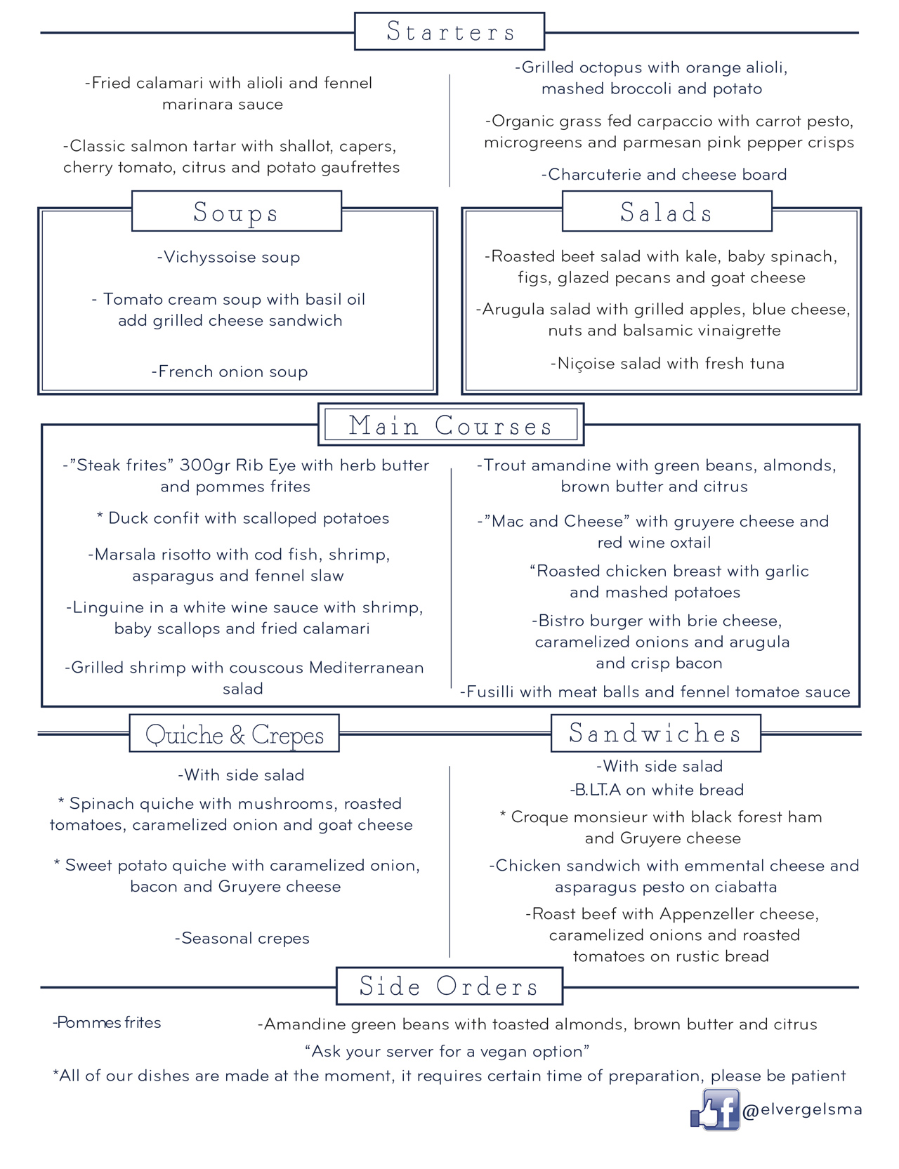 Lunch menu – El Vergel